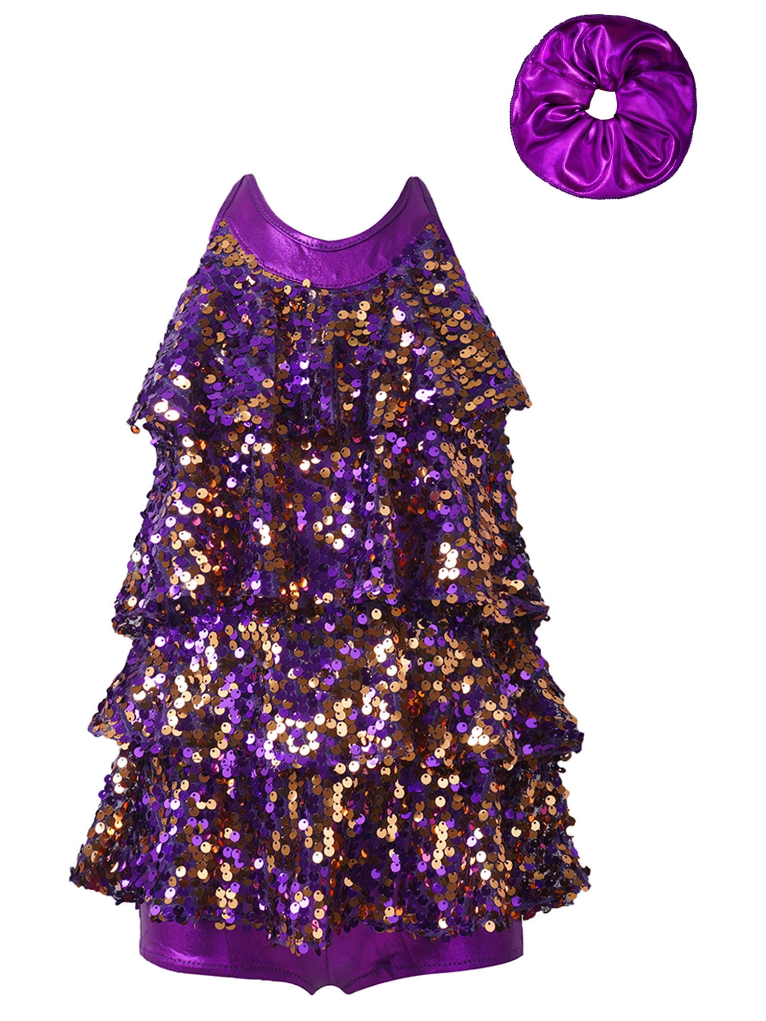 iEFiEL Kids Girls Shiny Sequins Ballet Jazz Latin Leotard Dress Modern ...