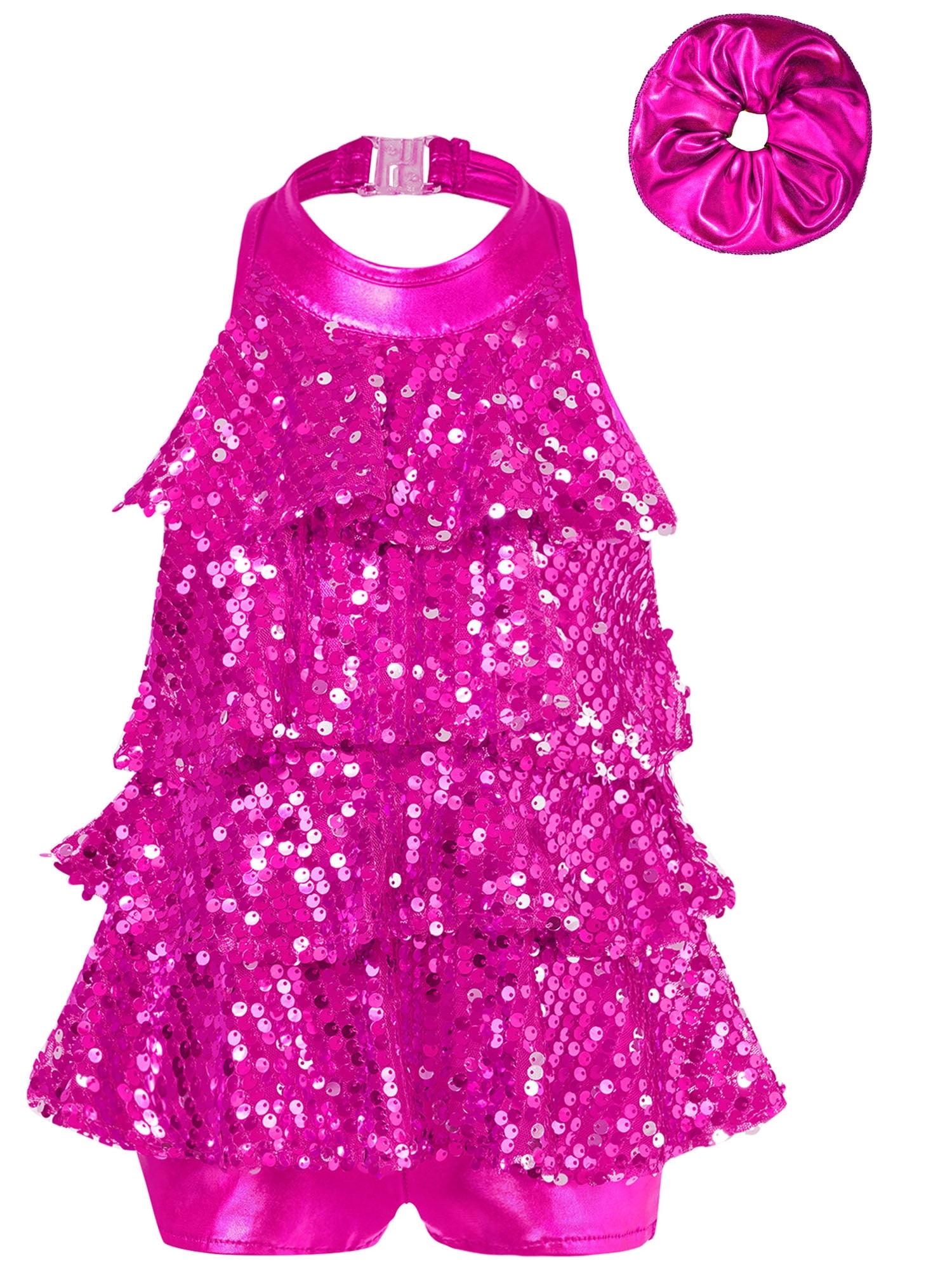 iEFiEL Kids Girls Shiny Sequins Ballet Jazz Latin Leotard Dress Modern ...