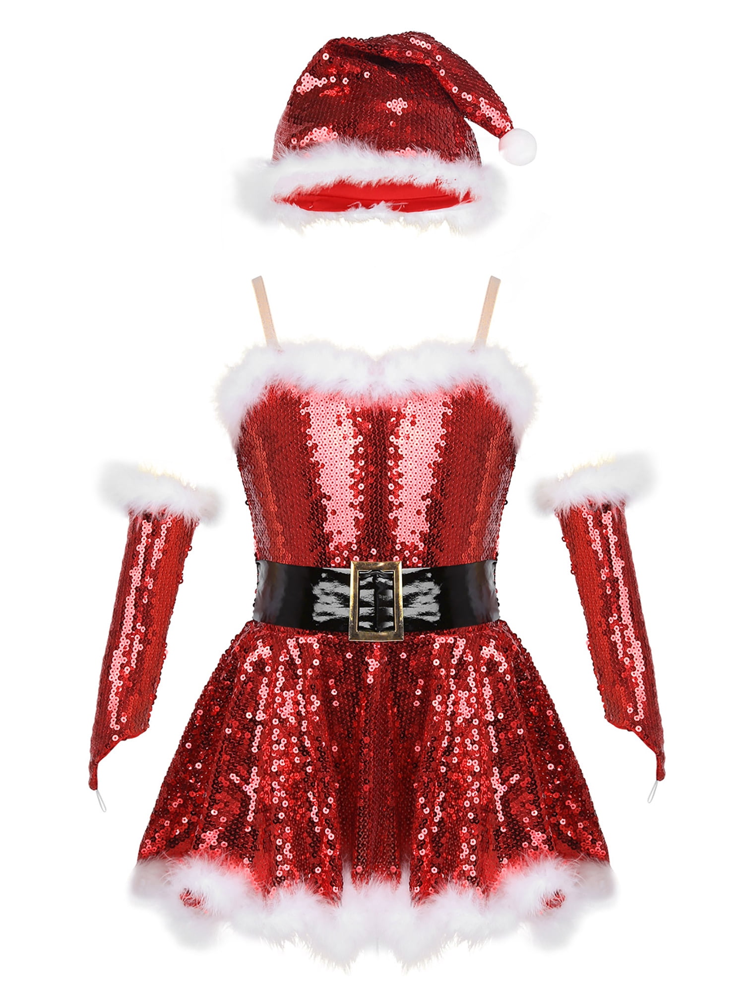 iEFiEL Kids Girls Shiny Sequins Christmas Party Dress Up Costume Ice ...