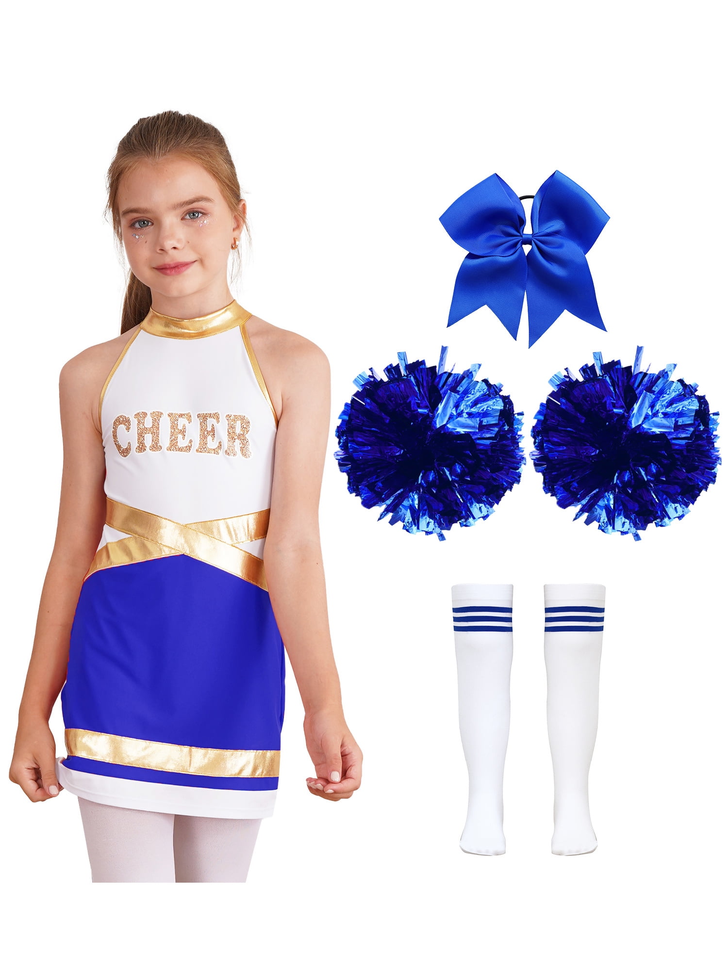 iEFiEL Kids Girls Sleeveless Cheer Leader Outfit Halloween Fancy Dress ...
