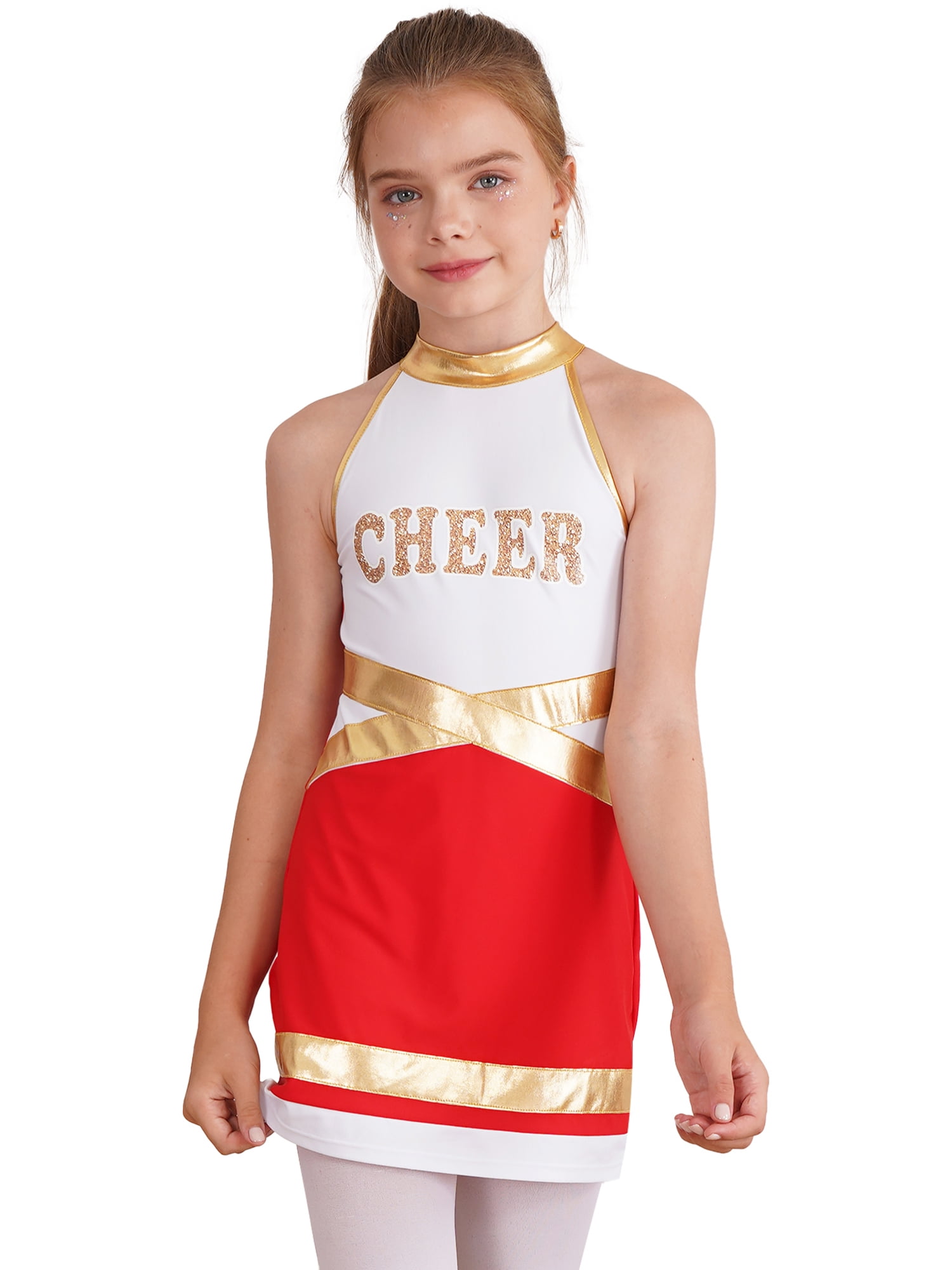 iEFiEL Kids Girls Sleeveless Cheer Leader Outfit Halloween Fancy Dress ...