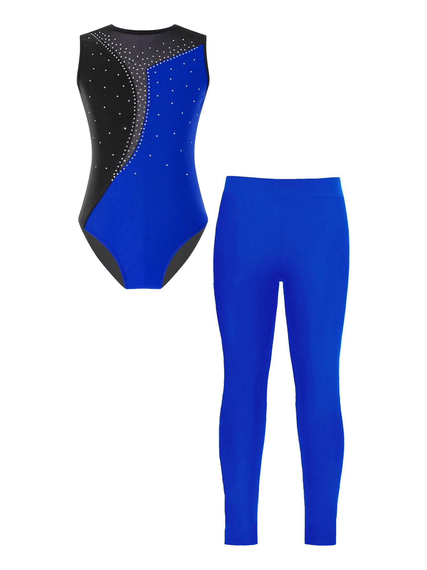 iEFiEL Kids Girls Sparkly Rhinestones Gymnastics Unitard Sleeveless ...