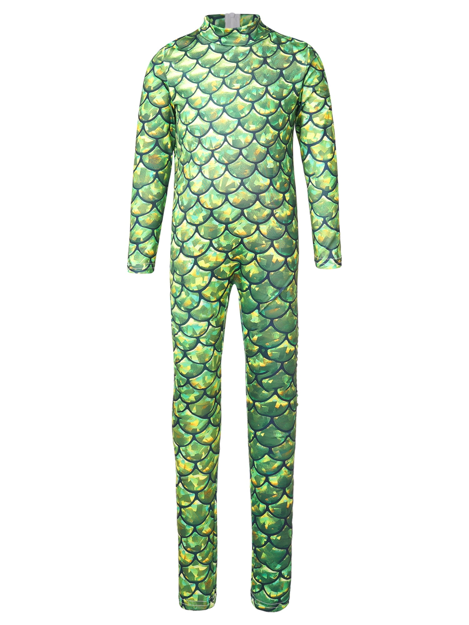 iEFiEL Kids Girls Stretchy Mermaid Jumpsuit Full Length Long Sleeve ...