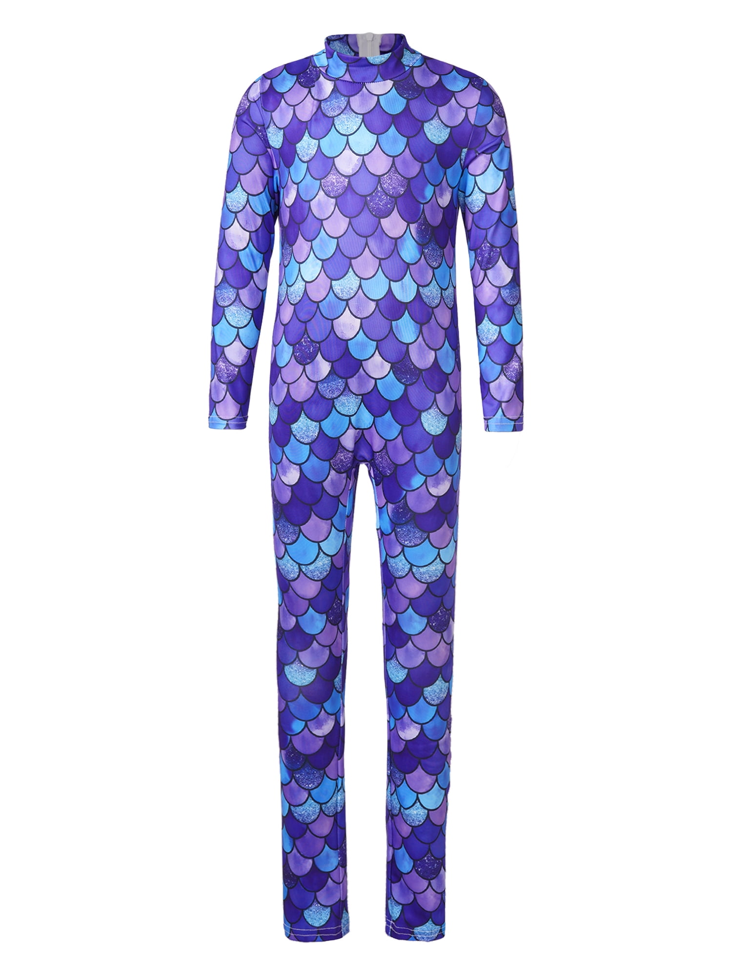 iEFiEL Kids Girls Stretchy Mermaid Jumpsuit Full Length Long Sleeve ...