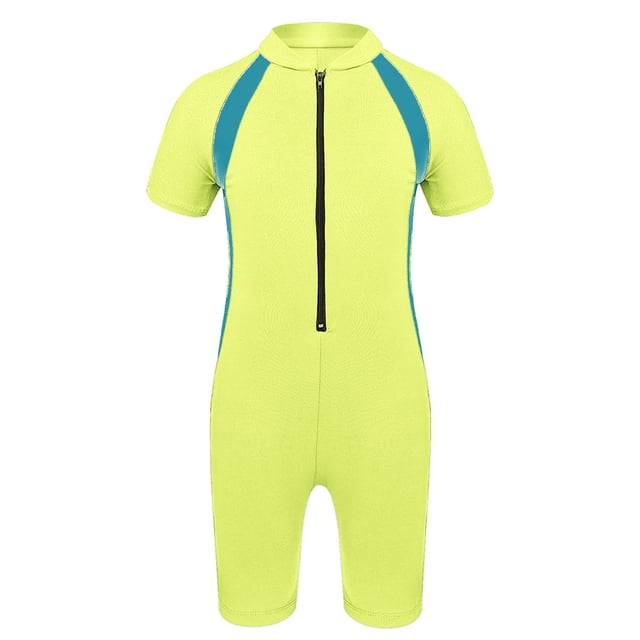 iEFiEL Kids Girls Swimsuit One-piece Short Sleeves Bathing Suit Rash ...