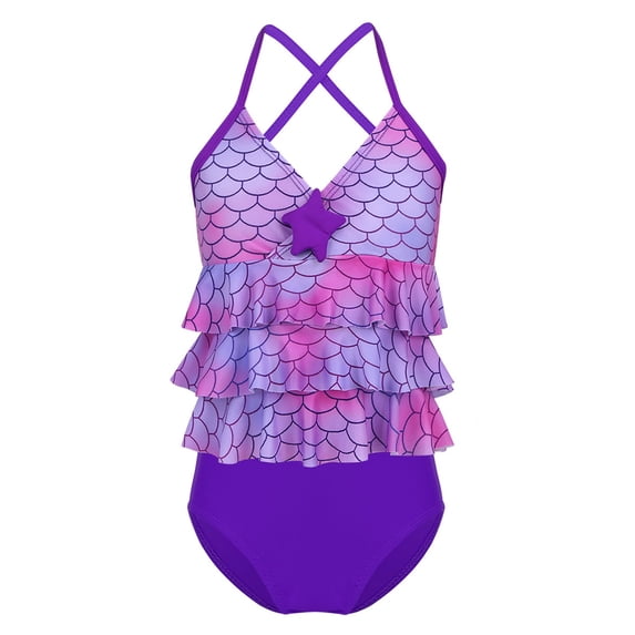 iEFiEL Kids Little&Big Girls Swimsuit Mermaid Scales Swimwear with ...