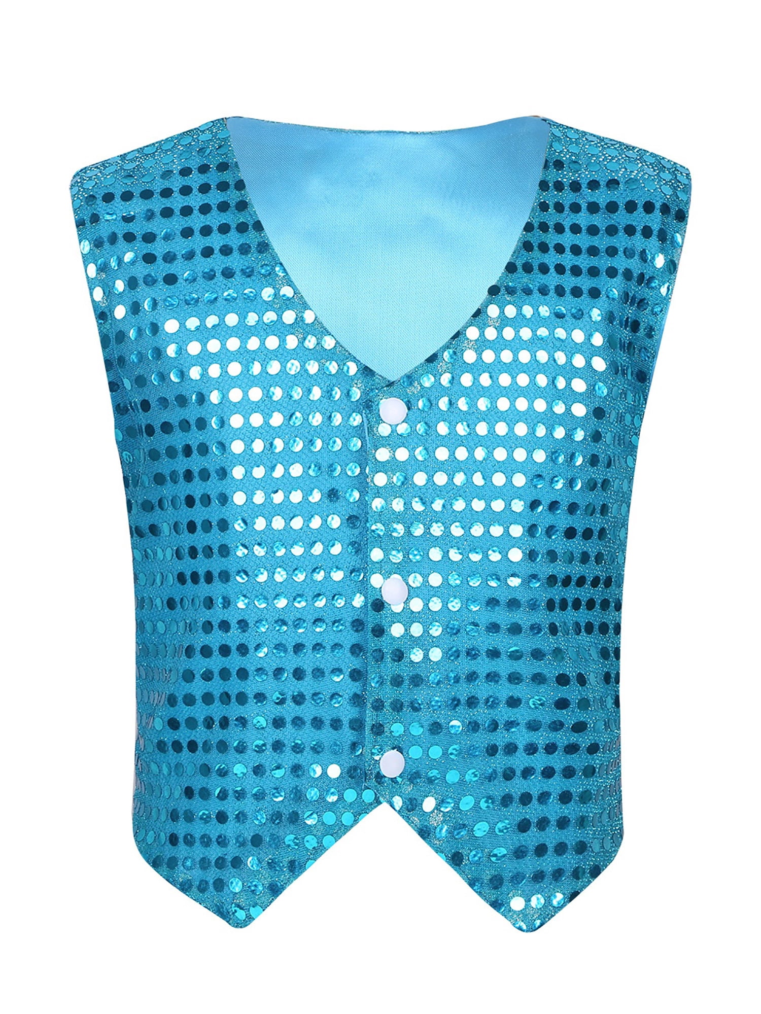 iEFiEL Kids Unisex Boys Girls Sequin Vest Top Bling Waistcoat for Jazz ...