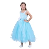 iEFiEL Little Big Girls Cross Back Flower Girl Dress Wedding Tulle ...
