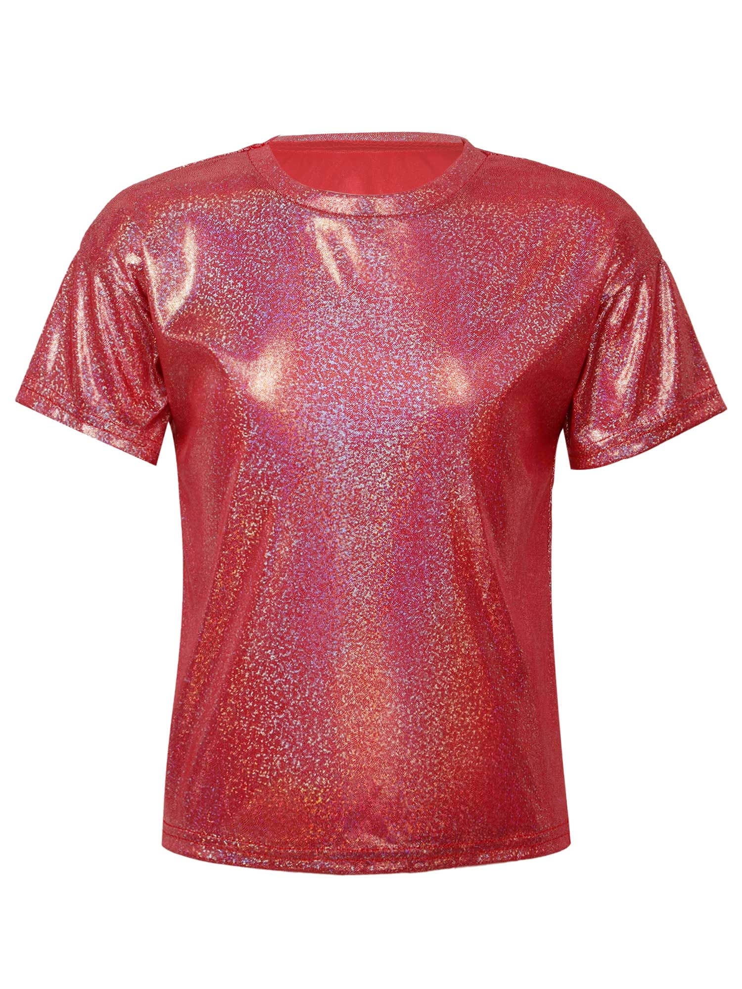 iEFiEL Little Girls Metallic Jazz Dance Tops Athletic T-shirt Dance ...