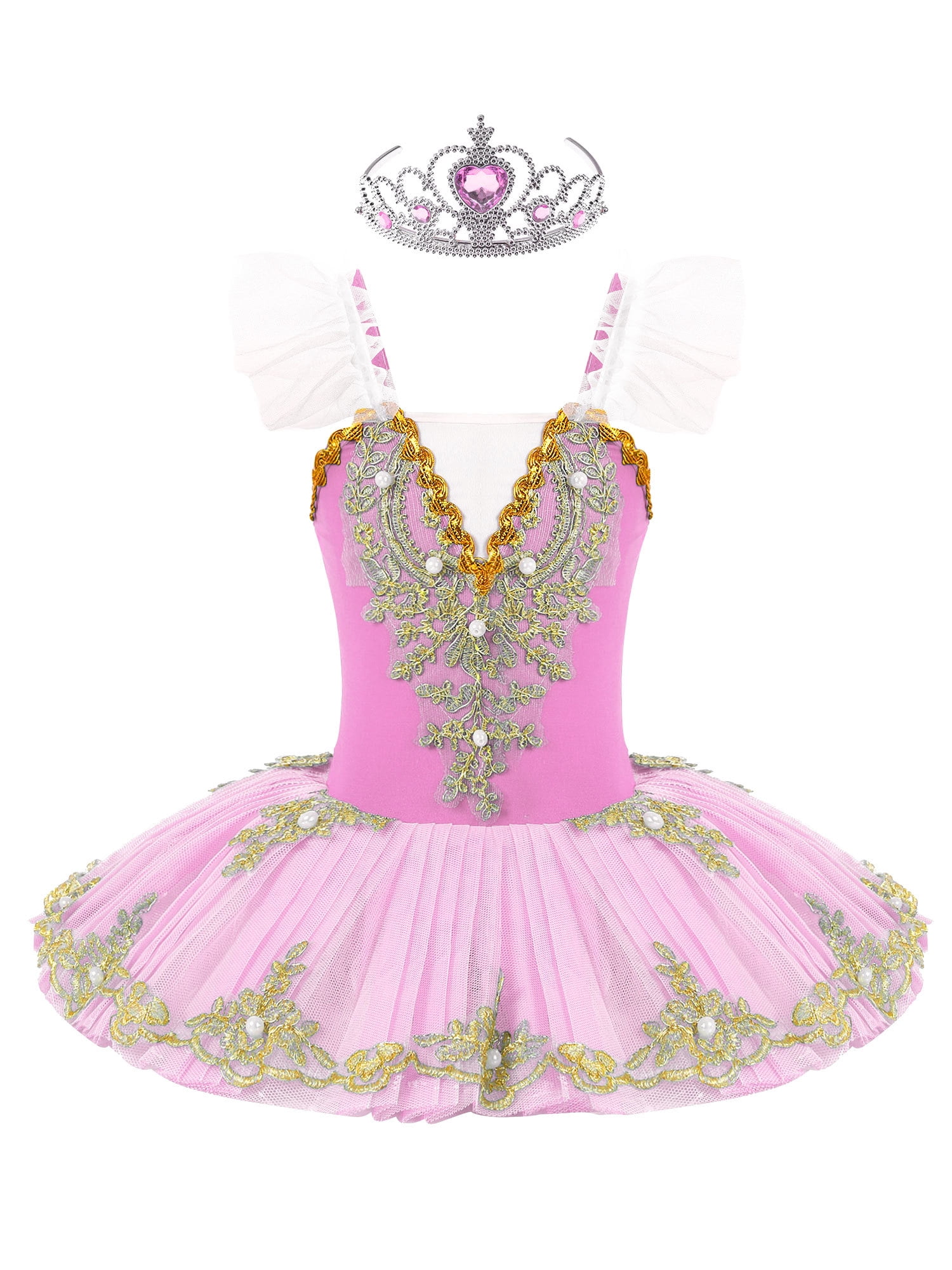 iEFiEL Little Girls V Neck Skirted Leotard Ballet Dance Tutus Princess ...