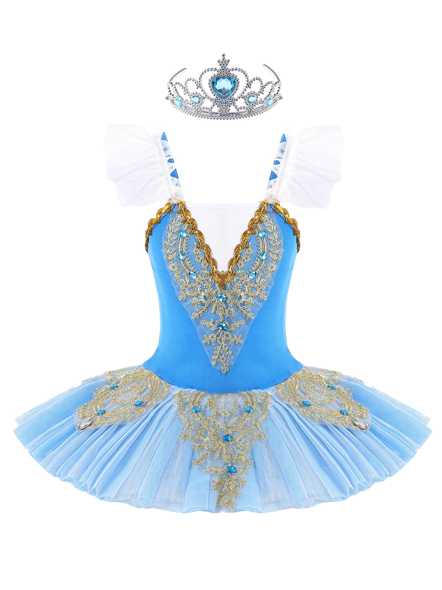 iEFiEL Little Girls V Neck Skirted Leotard Ballet Dance Tutus Princess ...