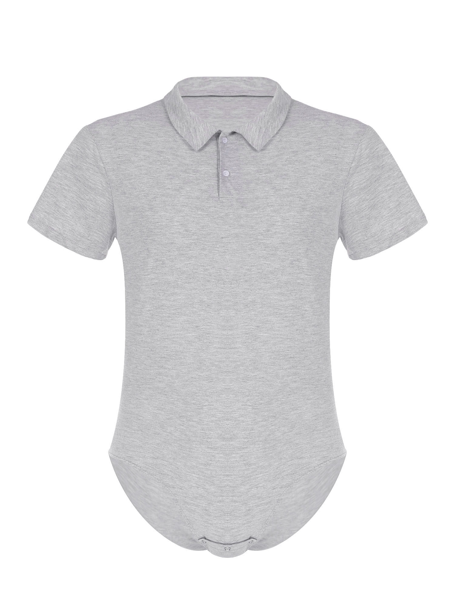 iEFiEL Men Short Sleeve Bodysuit with Turn-down Collar One-Piece ...