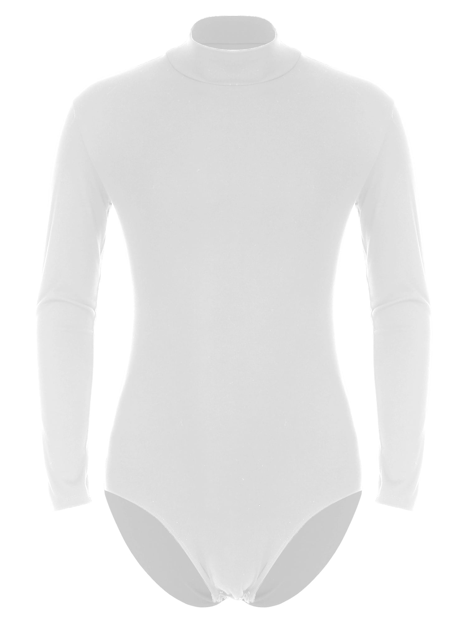 iEFiEL Men's Dance Shirt Mock Neck Long Sleeve Bodysuit Leotard One ...