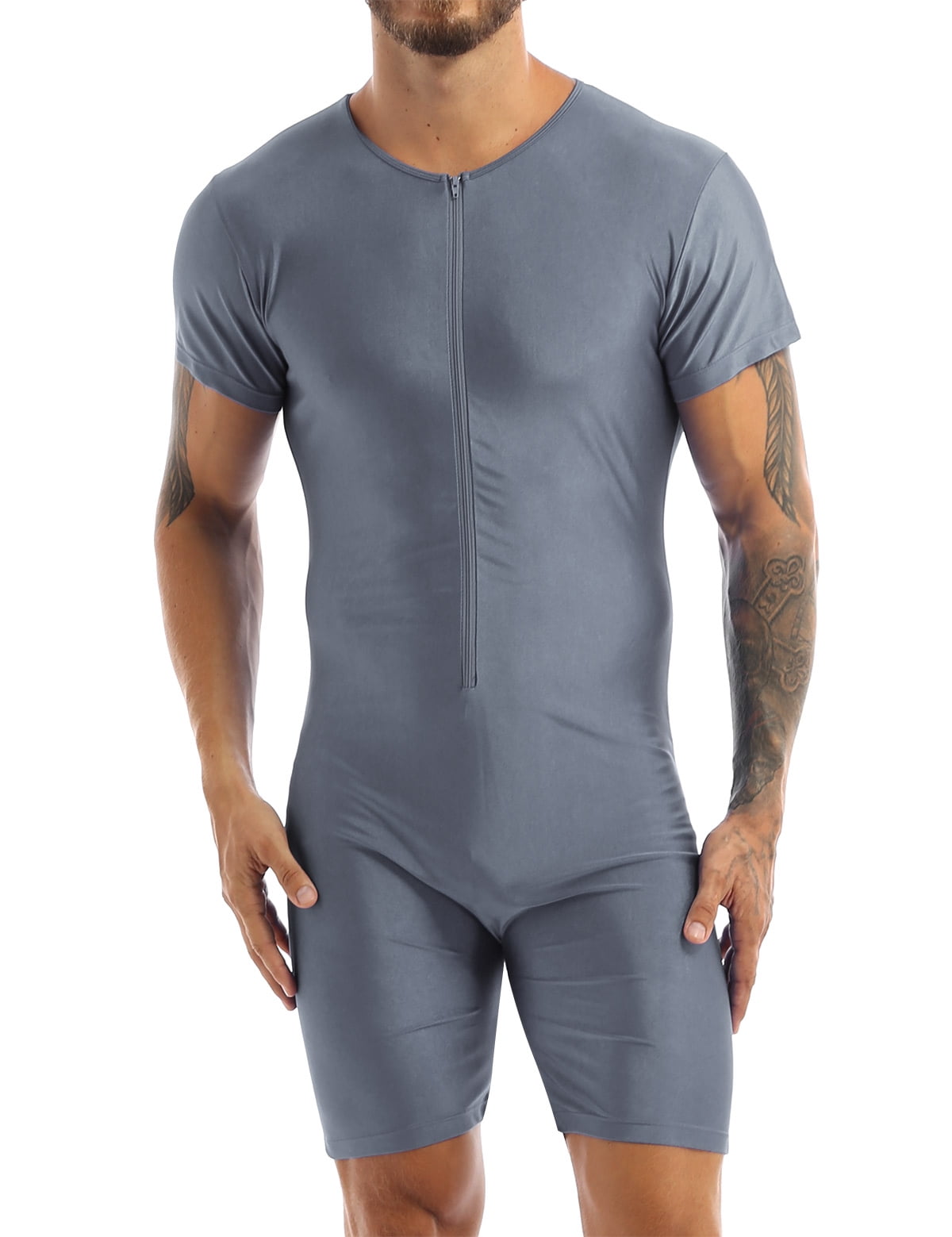 iEFiEL Men's Stretch Wrestling Singlet One Piece Leotard Bodysuit Short ...