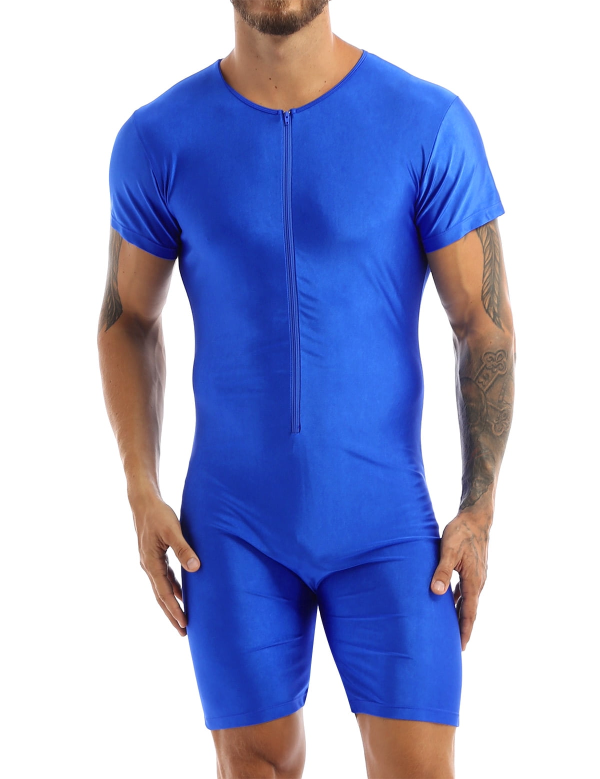 iEFiEL Men's Stretch Wrestling Singlet One Piece Leotard Bodysuit Short ...