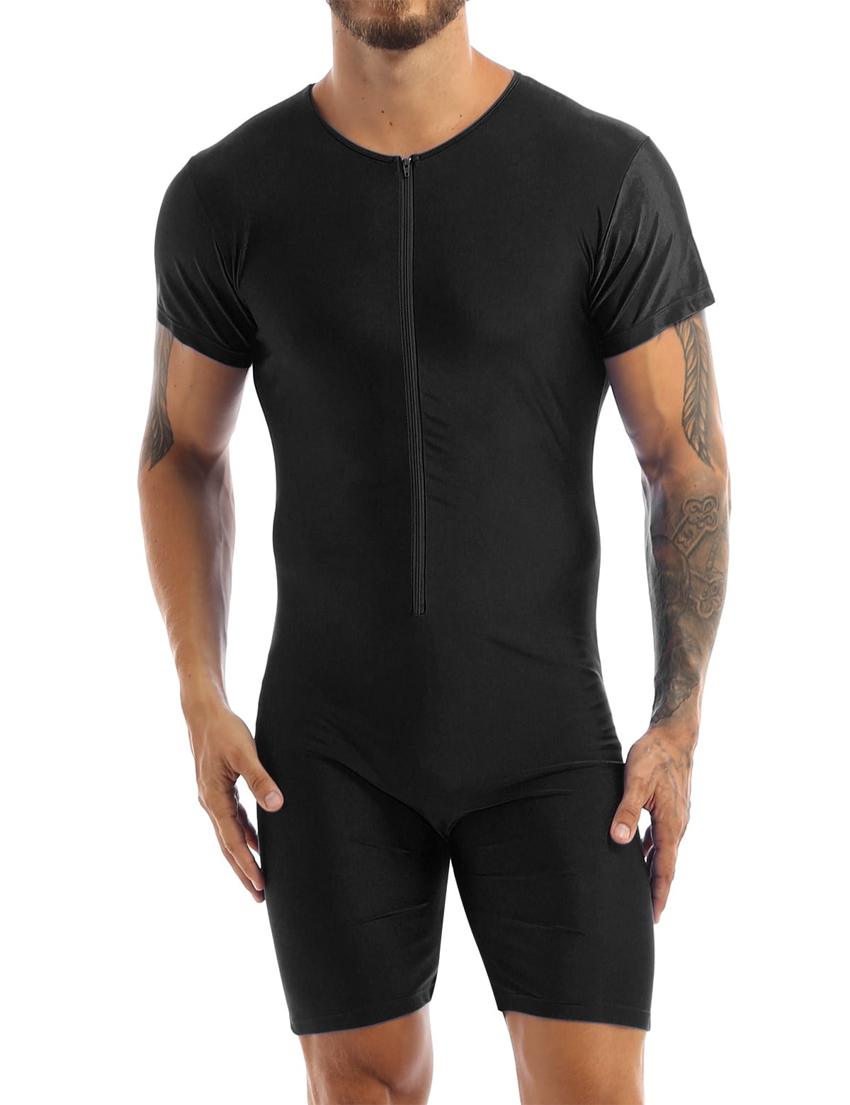 iEFiEL Men's Stretch Wrestling Singlet One Piece Leotard Bodysuit Short ...