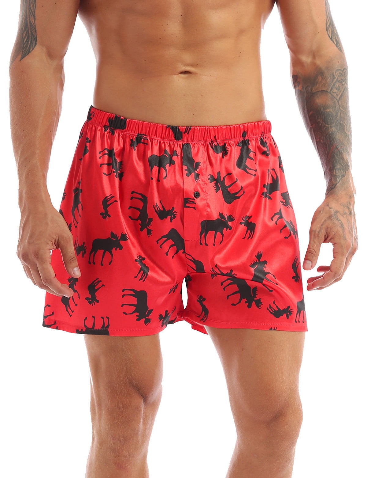 iEFiEL Mens Christmas Halloween Boxer Shorts Loose Elk Prints Boxers ...