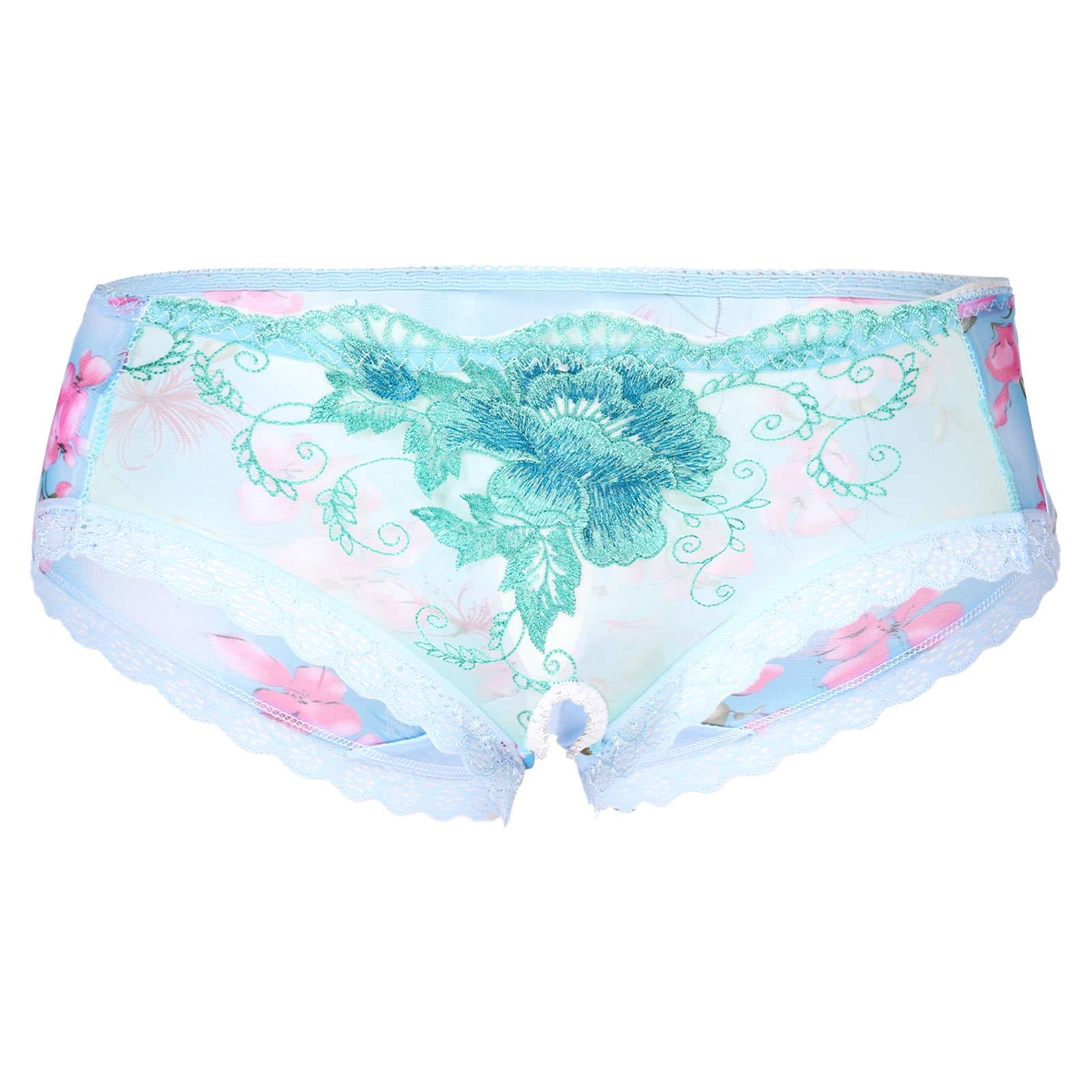 iEFiEL Mens Floral Lace T-back Low Rise G-String Thongs Underwear Blue ...