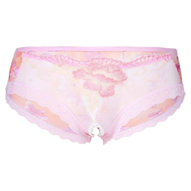 iEFiEL Mens Floral Lace T-back Low Rise G-String Thongs Underwear Pink ...