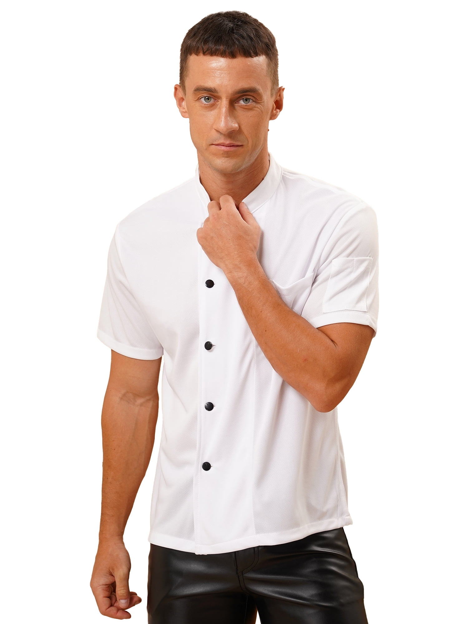 iEFiEL Mens Kitchen Chef Uniform Unisex Womens Short Sleeve Coat Cook T ...