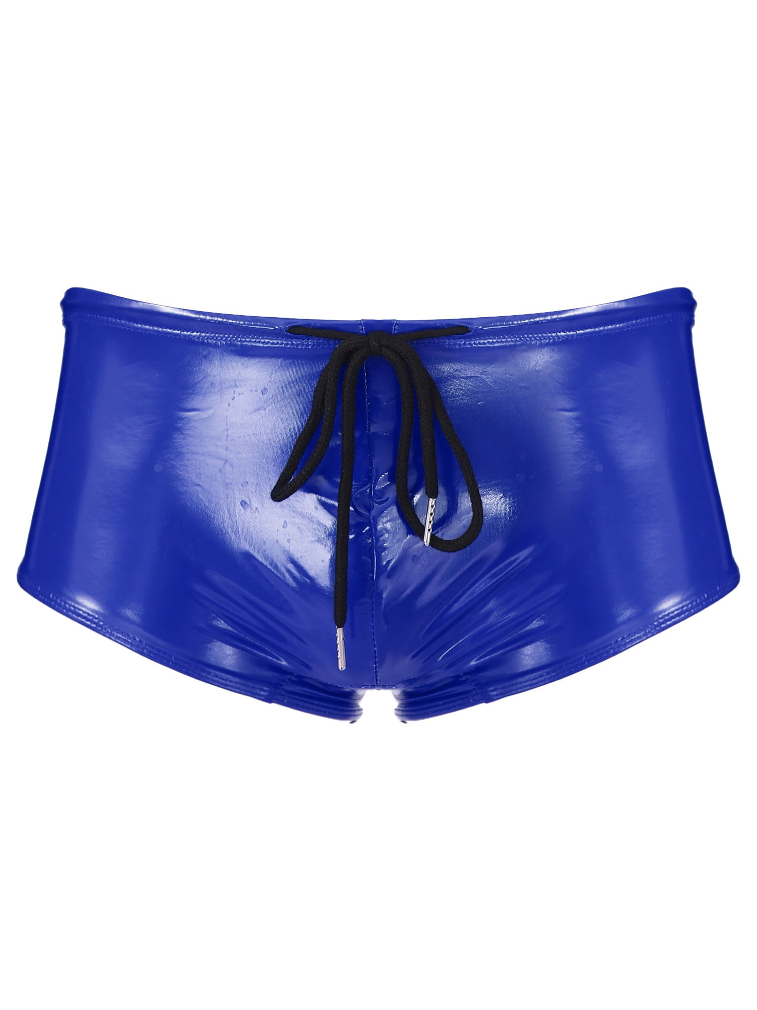 iEFiEL Mens Patent Leather Low Rise Boxer Shorts Glossy Drawstring ...