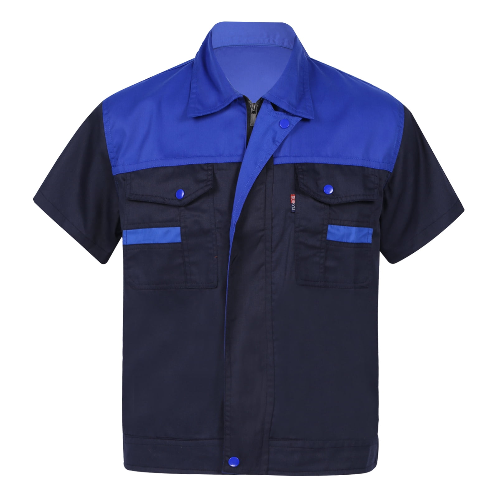 iEFiEL Mens Short Sleeve Wrinkle-Resistant Work Jacket Work Shirt ...