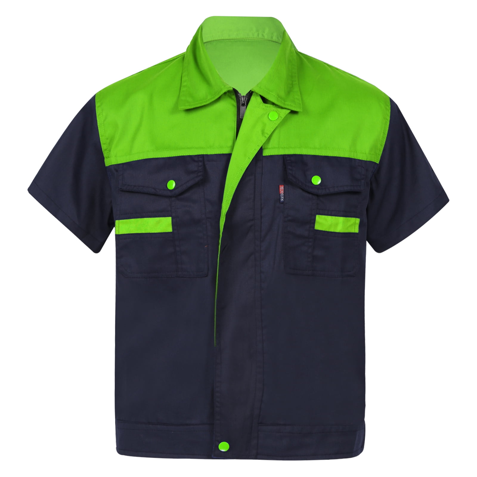 iEFiEL Mens Short Sleeve Wrinkle-Resistant Work Jacket Work Shirt ...