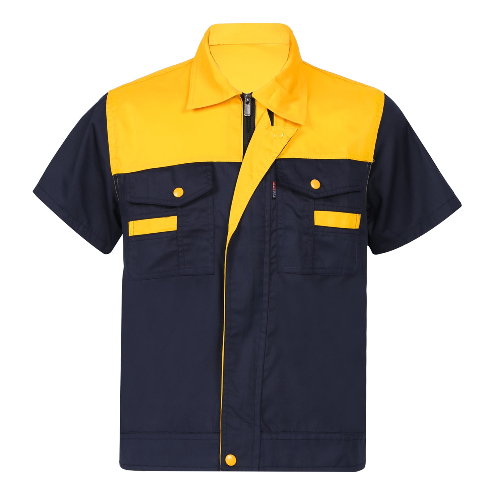 iEFiEL Mens Short Sleeve Wrinkle-Resistant Work Jacket Work Shirt ...