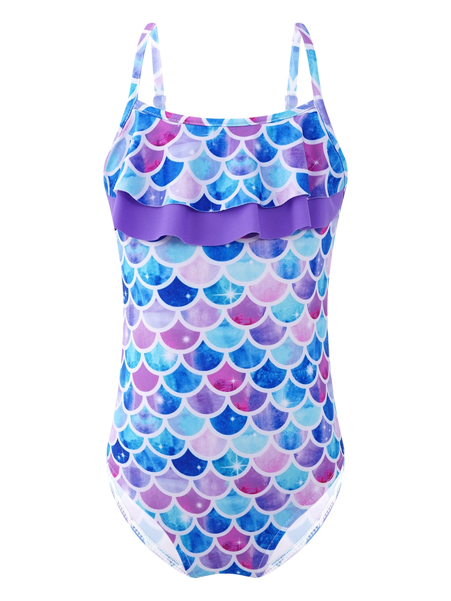 iEFiEL One-piece Adjustable Straps Open Back Colorful Fish Swimwear ...