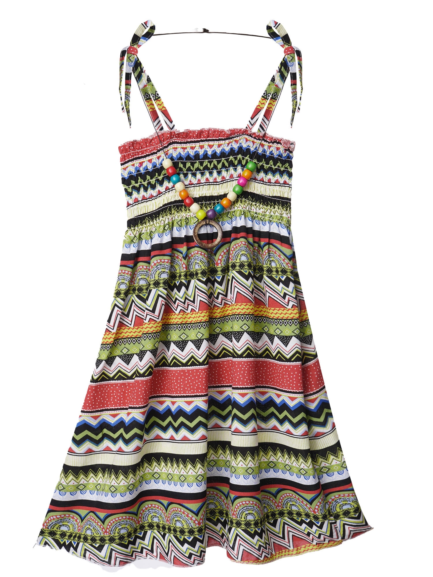 iEFiEL Rainbow Color Summer Girls Bohemian Dresses Floral Stretchy ...