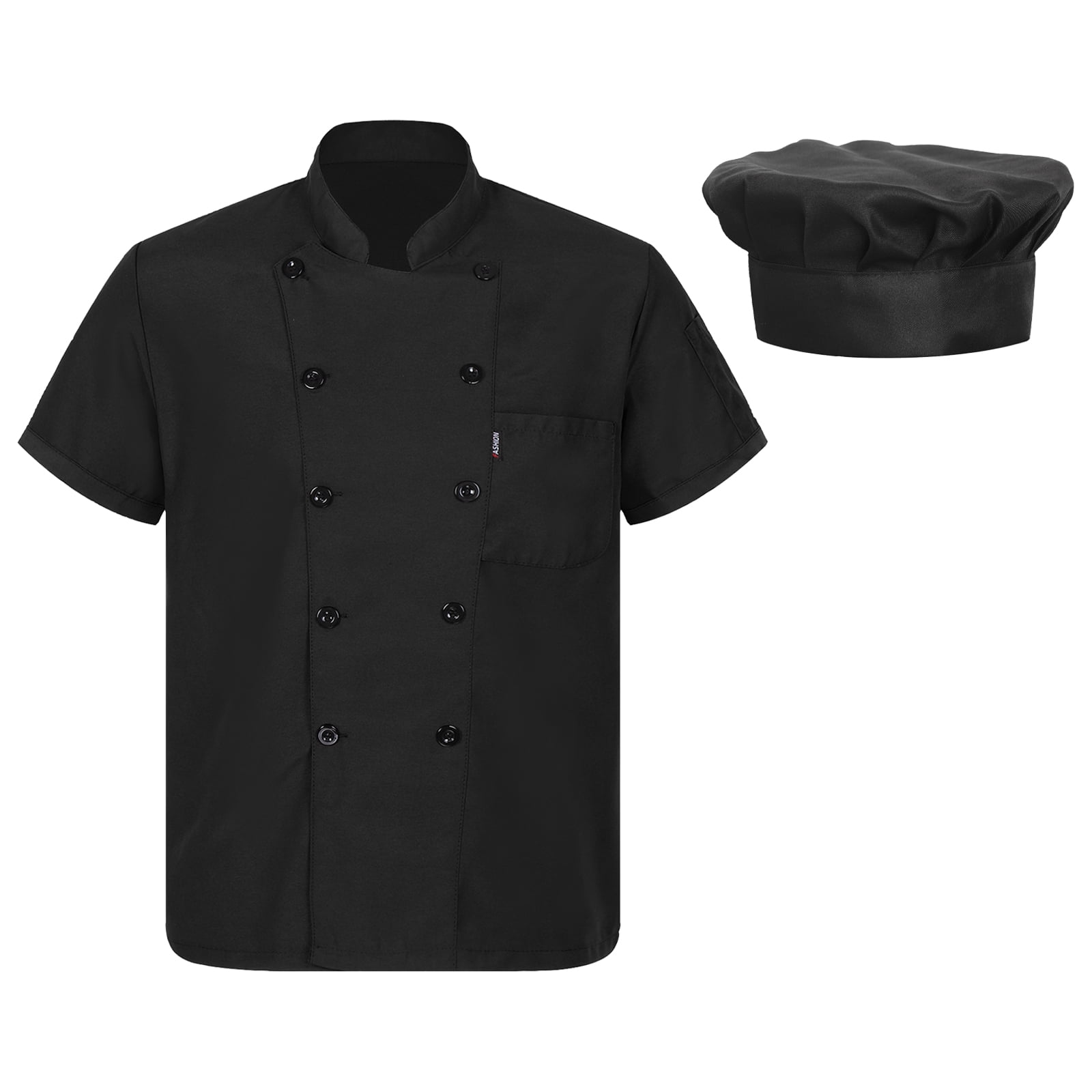 iEFiEL Unisex Men Professional Chef Coat Short Sleeves Chef Jacket with ...