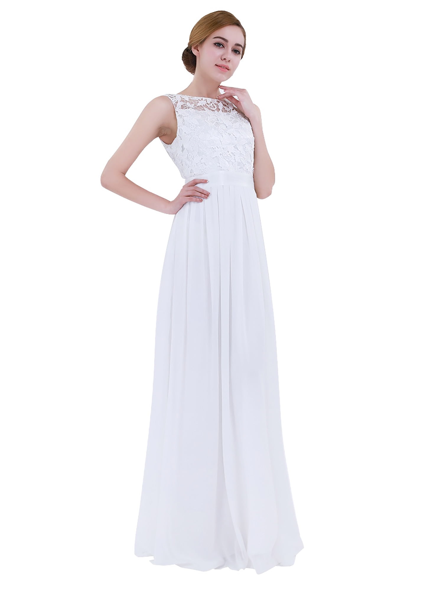 iEFiEL Women Ladies Embroidered Chiffon Bridesmaid Dress Long Evening ...