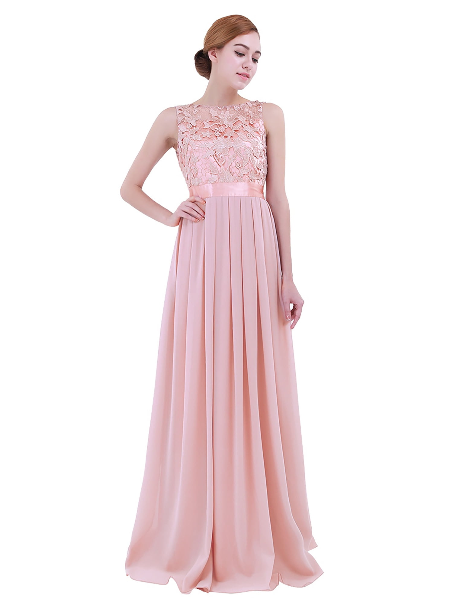 iEFiEL Women Ladies Embroidered Chiffon Bridesmaid Dress Long Evening ...