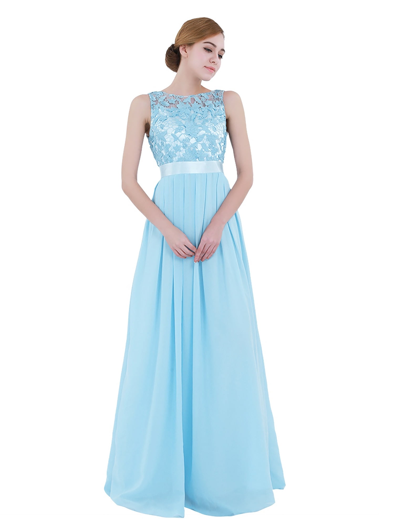 iEFiEL Women Ladies Embroidered Chiffon Bridesmaid Dress Long Evening ...