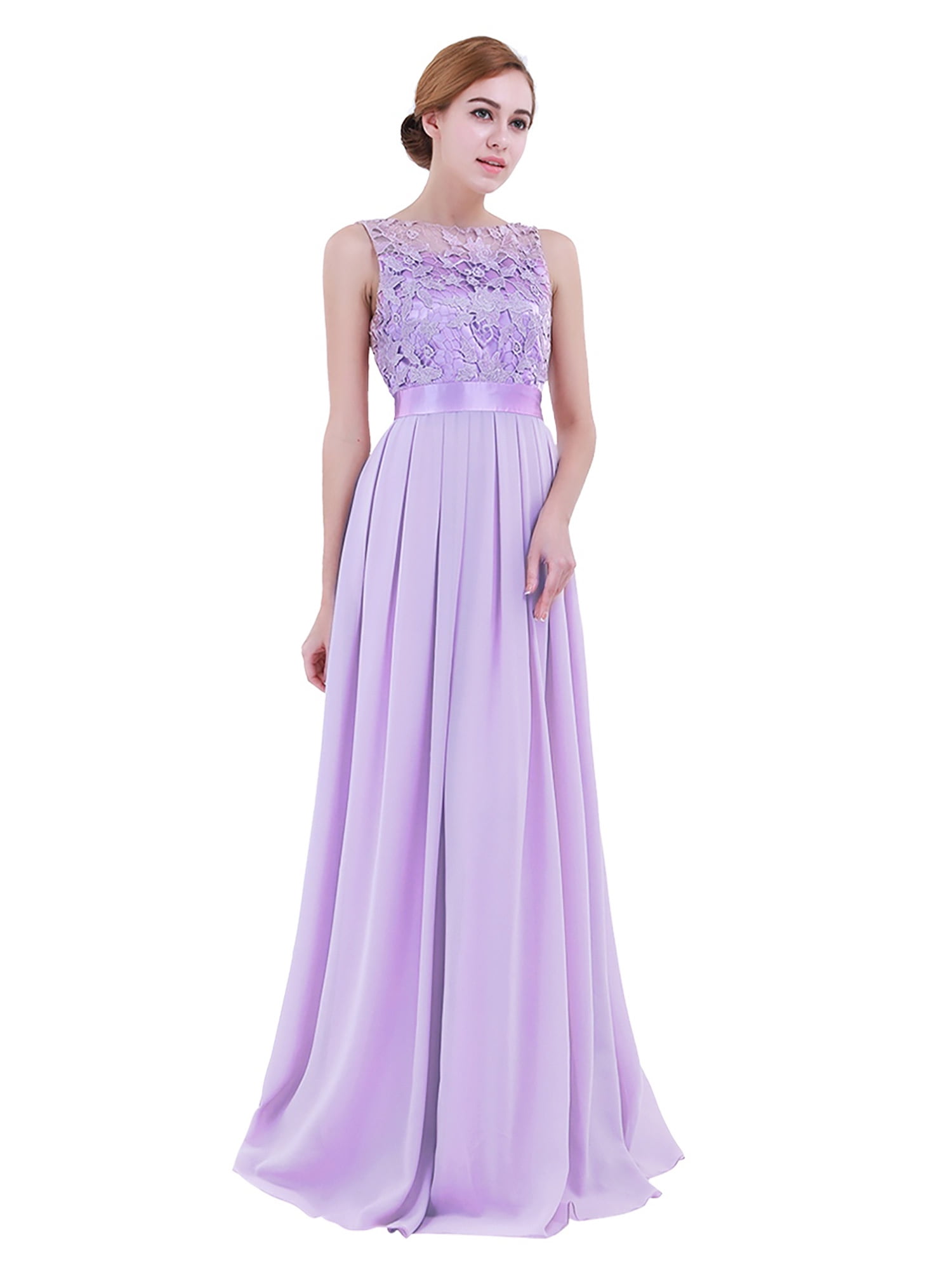 iEFiEL Women Ladies Embroidered Chiffon Bridesmaid Dress Long Evening ...