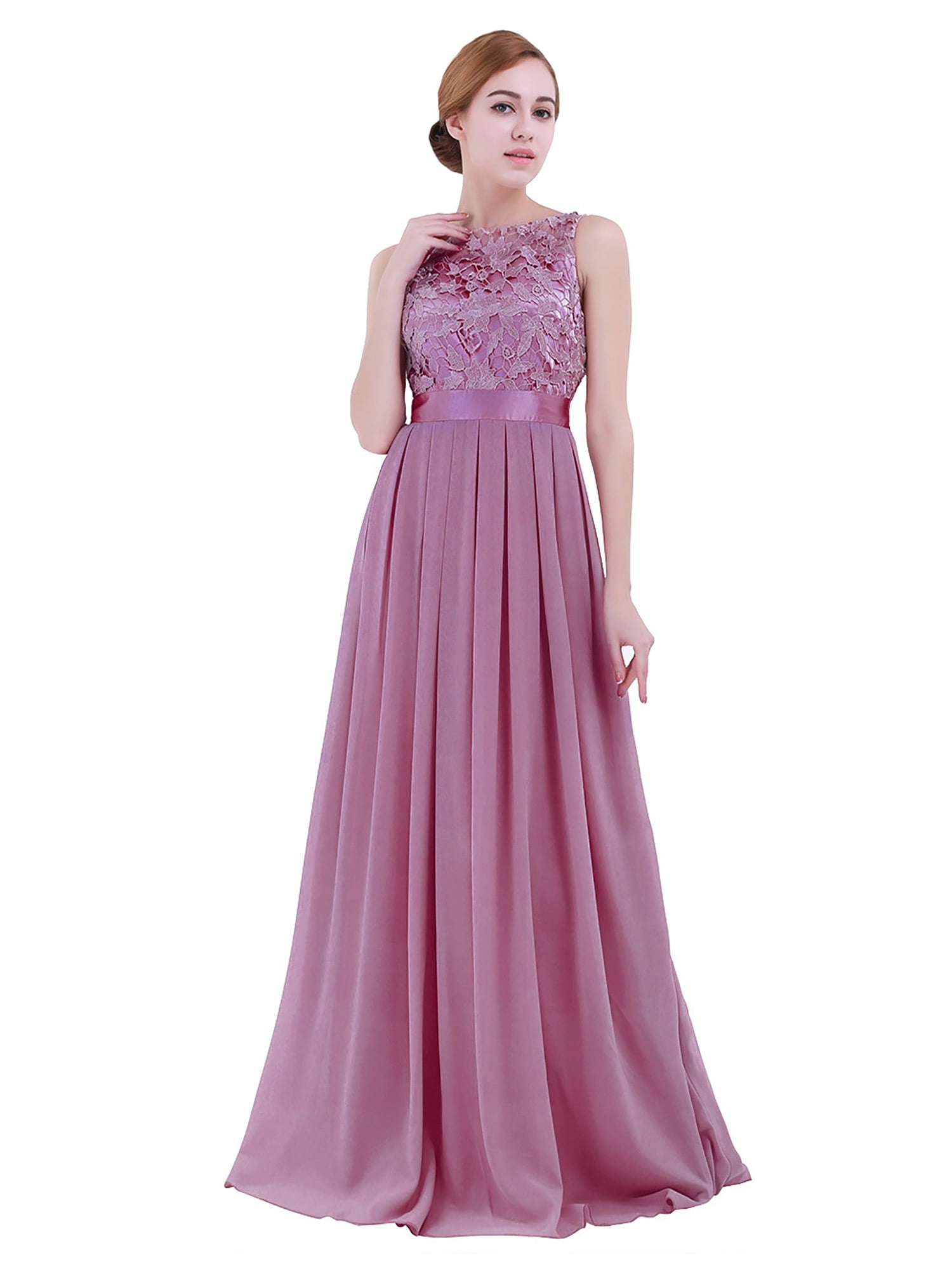 iEFiEL Women Ladies Embroidered Chiffon Bridesmaid Dress Long Evening ...