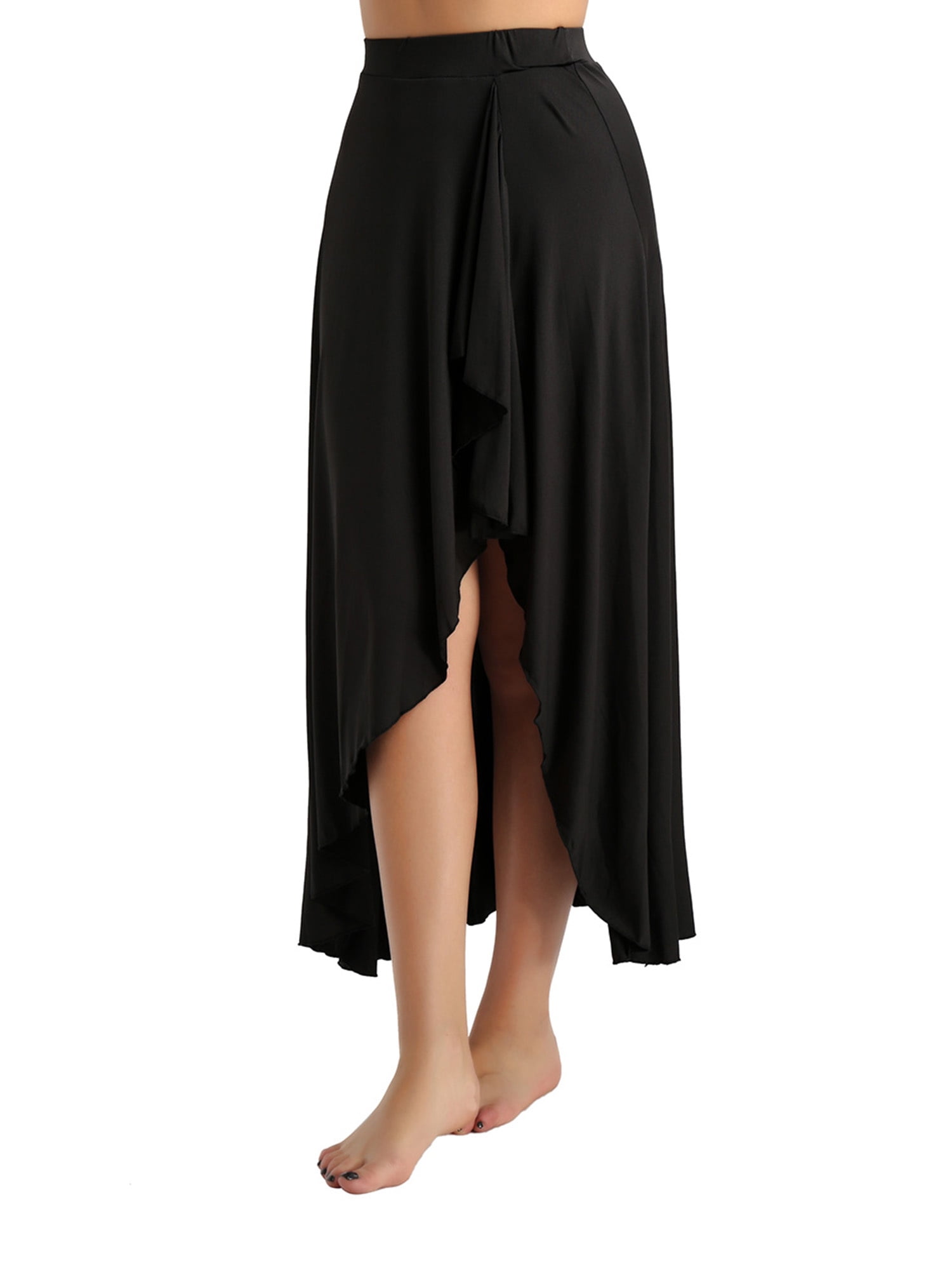 iEFiEL Womens Ballet Dance Long Skirt Asymmetric Flamenco Latin Dance ...
