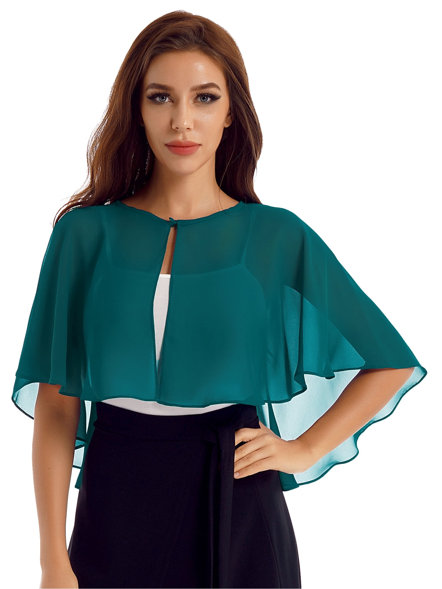 iEFiEL Womens Chiffon Bridal Shawl Tops Shrug Chiffon Bolero for ...