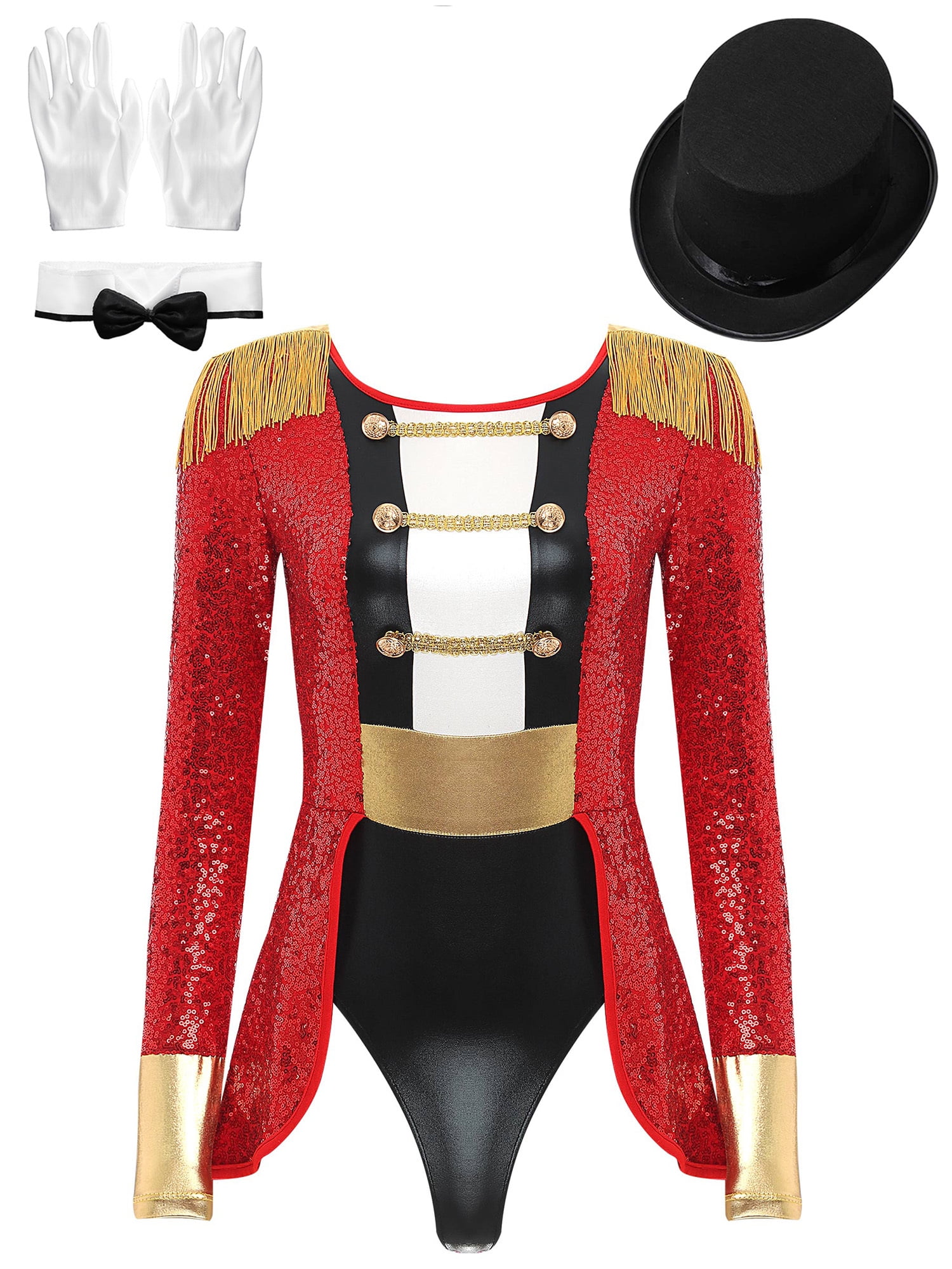 Iefiel Womens Circus Ringmaster Costume Master Lion Tamer Fancy Dress