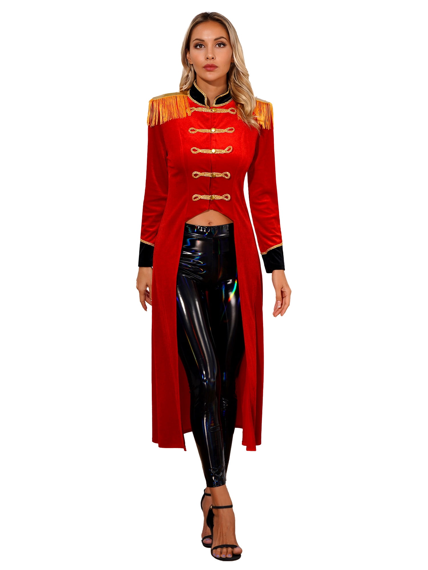 Iefiel Womens Circus Ringmaster Costume Renaissance Velvet Long