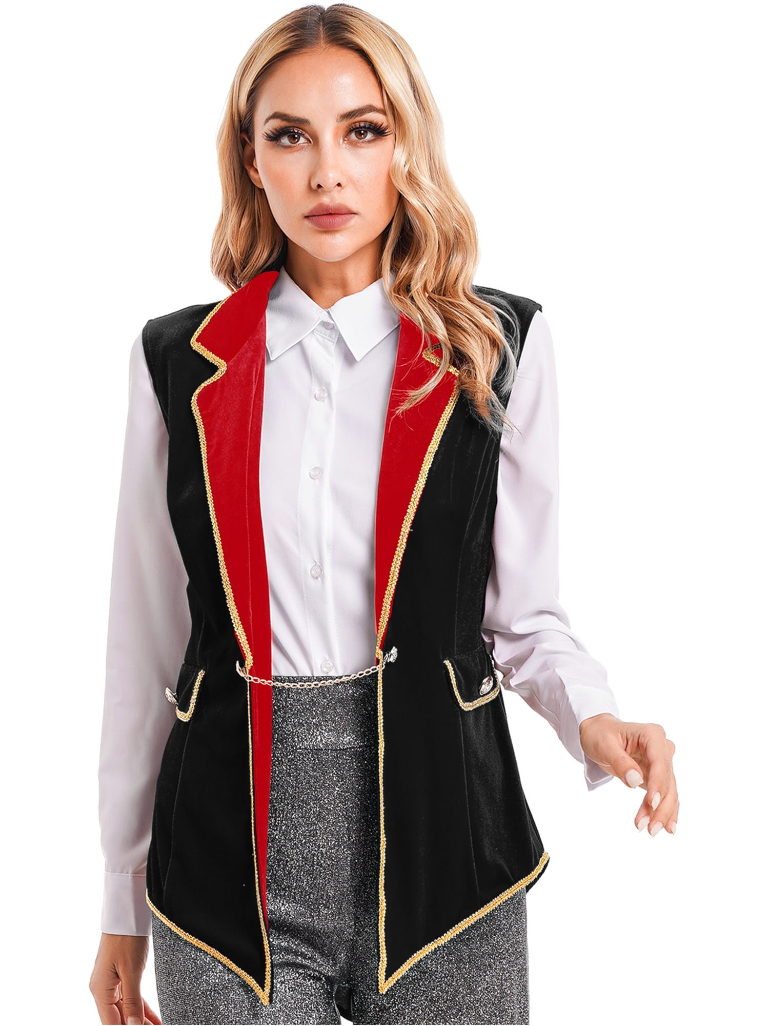 iEFiEL Womens Circus Ringmaster Jacket Open Front Swallow-Tailed Coat ...