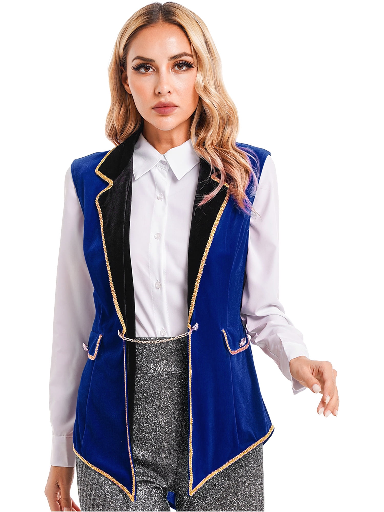 iEFiEL Womens Circus Ringmaster Jacket Open Front Swallow-Tailed Coat ...