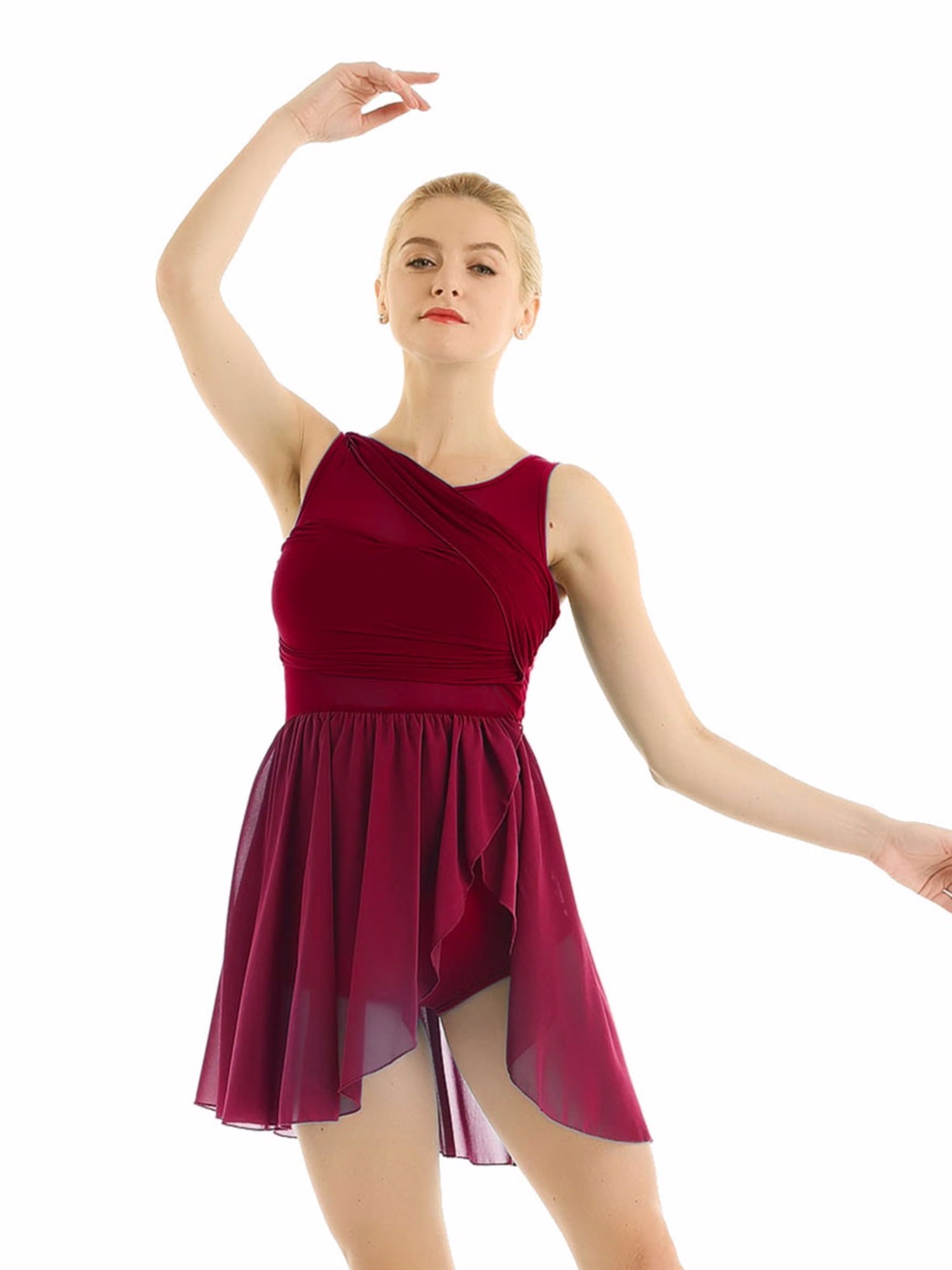 iEFiEL Womens Cutout Back Asymmetric Ballet Lyrical Dance Leotard Dress ...