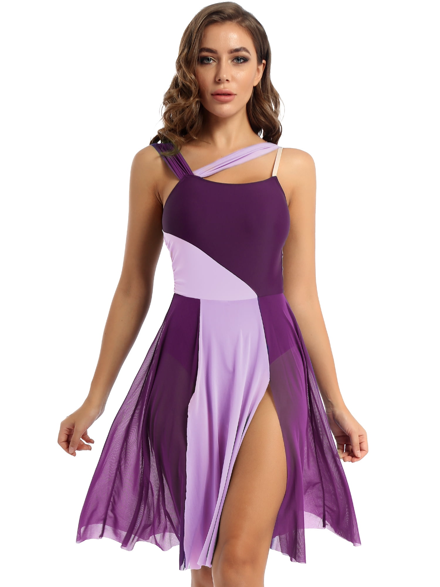 iEFiEL Womens Dance Leotard Dress Single Strap Lyrical Contemporary ...