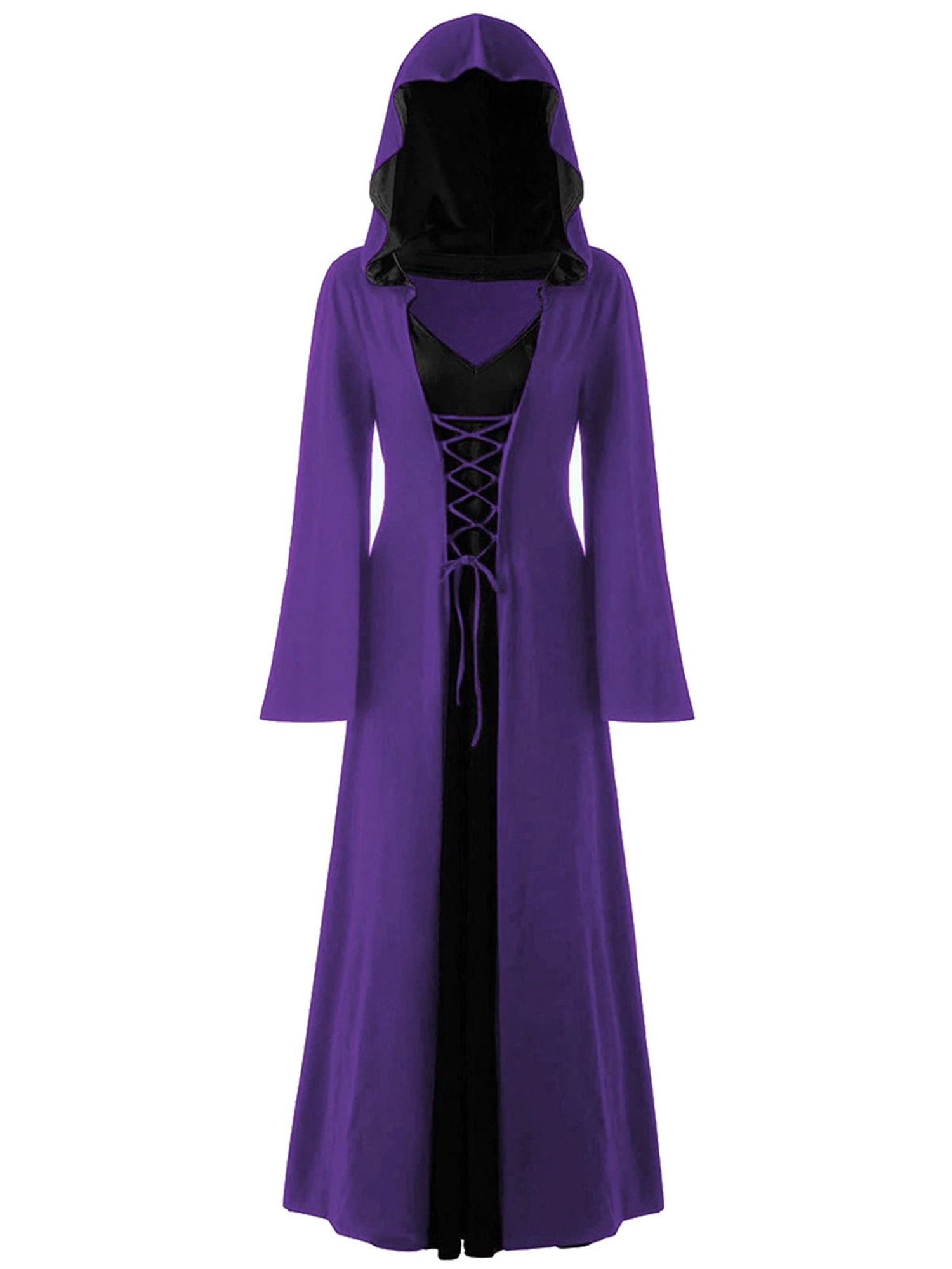 iEFiEL Womens Dress with Hood Halloween Witches Costume Medieval ...