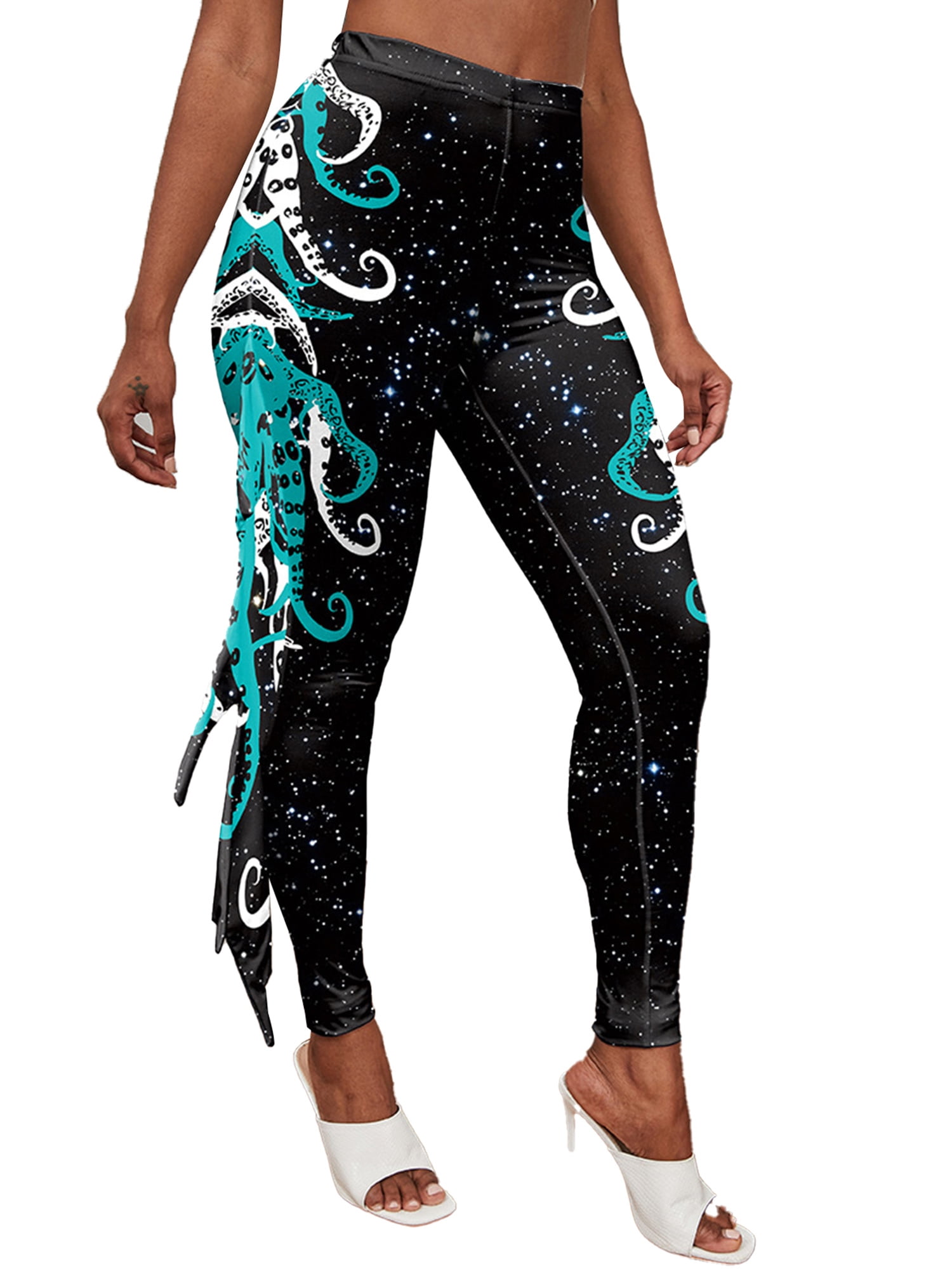 iEFiEL Womens Halloween Mermaid Costume Shiny Fish Scales Leggings ...