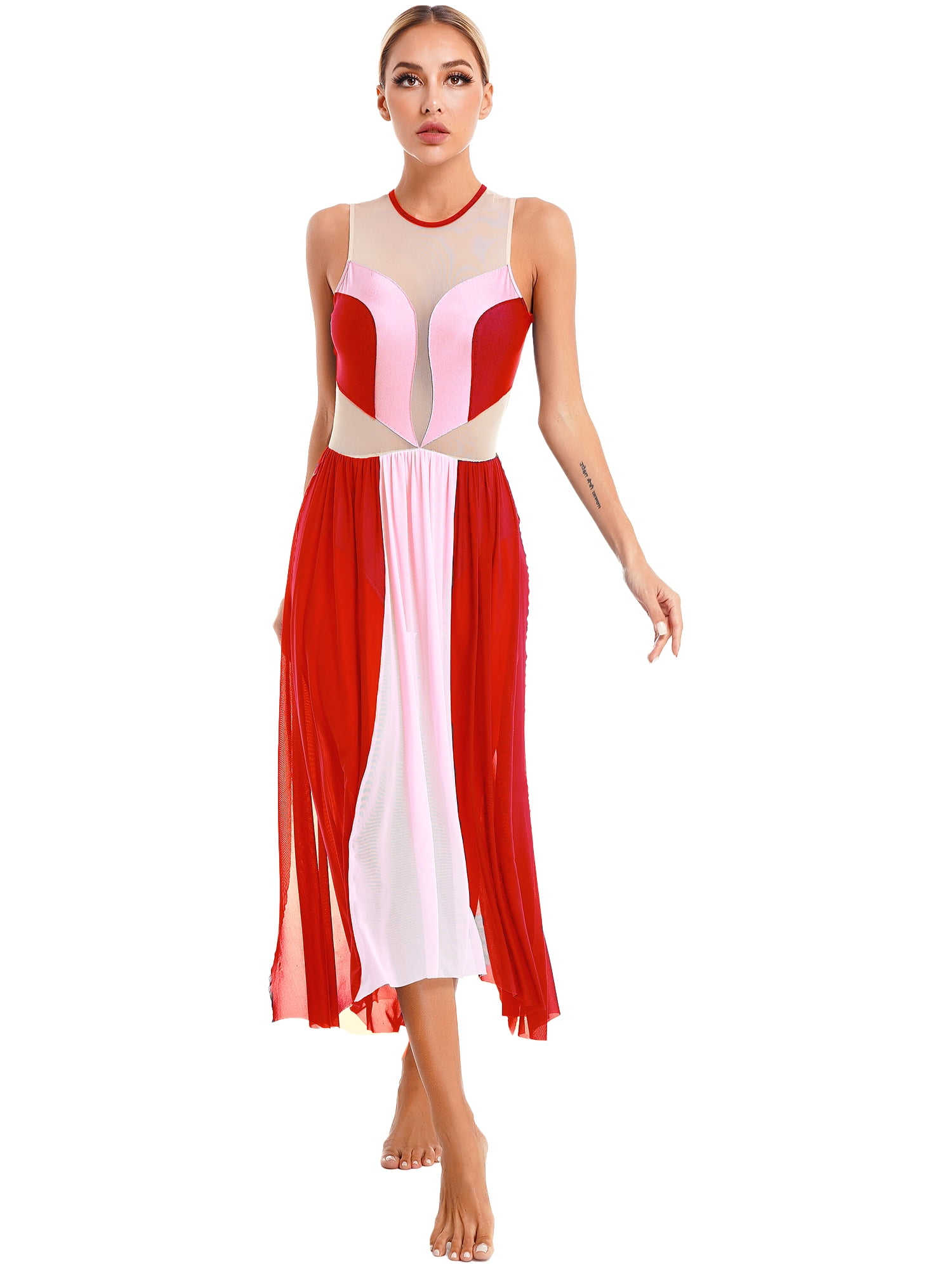 iEFiEL Womens Lyrical Dance Dress Ballroom Dance Performance Costume ...