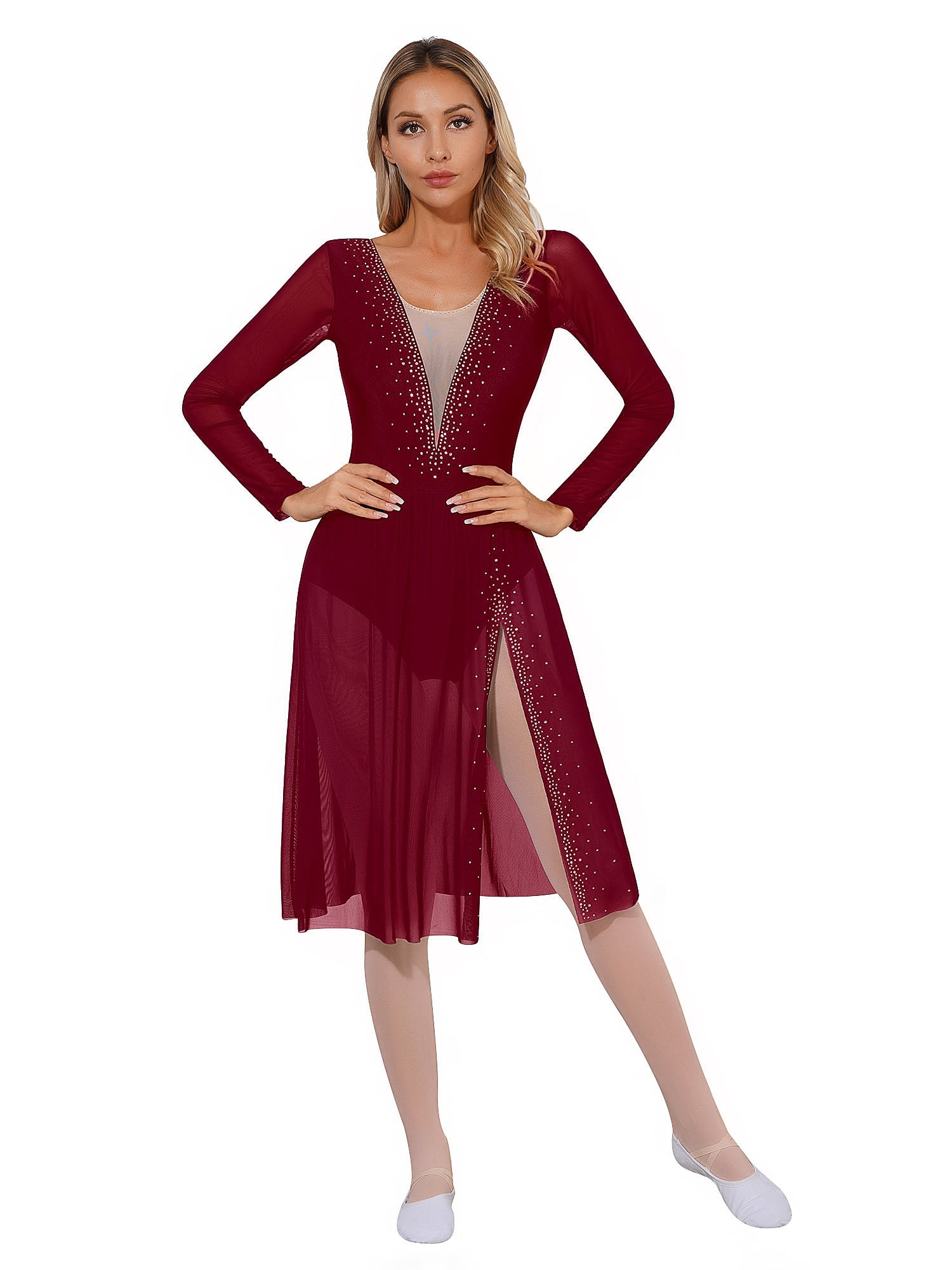 iEFiEL Womens Lyrical Dance Leotard Dress Ballet Gymnastics Skating ...