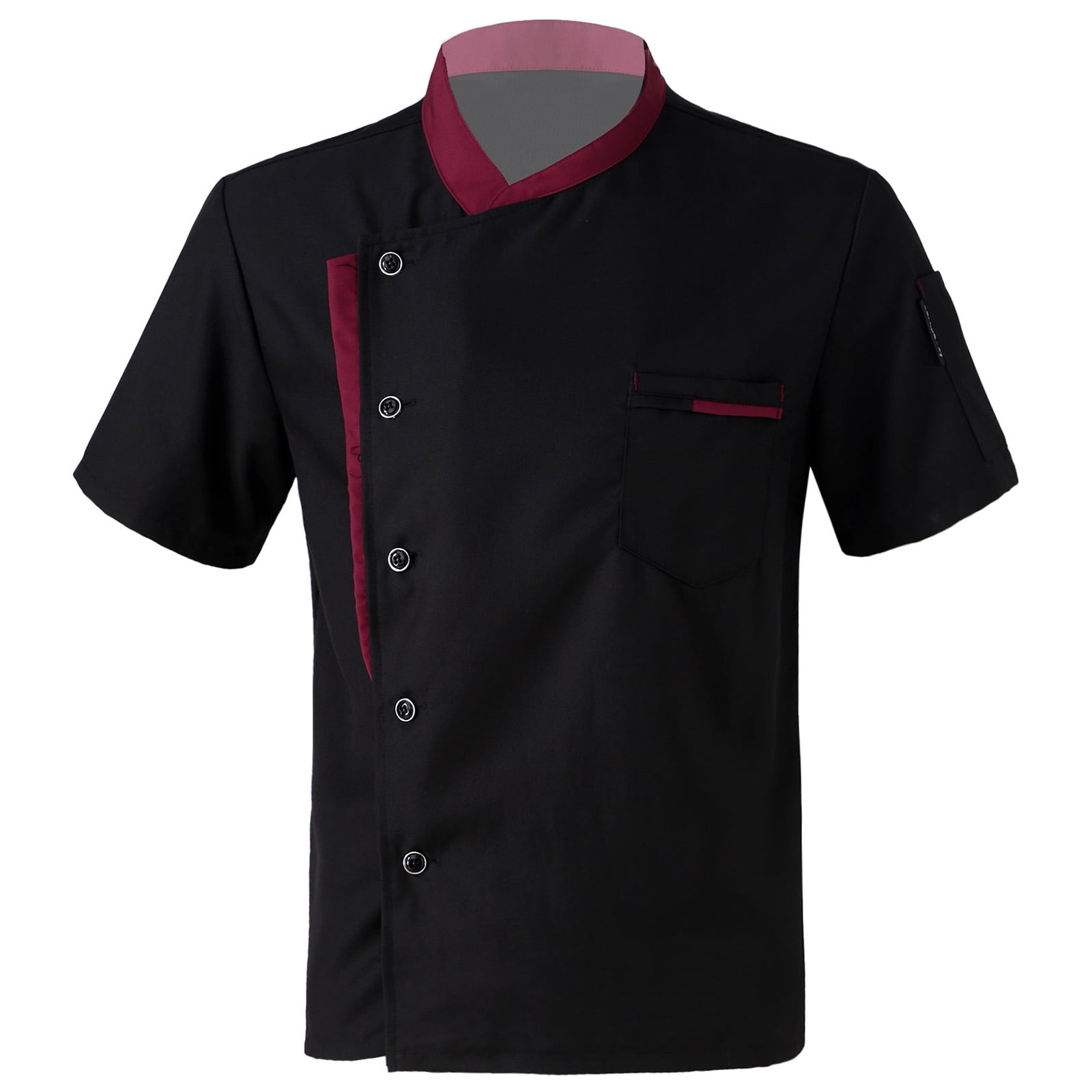 iEFiEL Womens Mens Chef Coat Short Sleeves Single-Breasted Kitchen Food ...