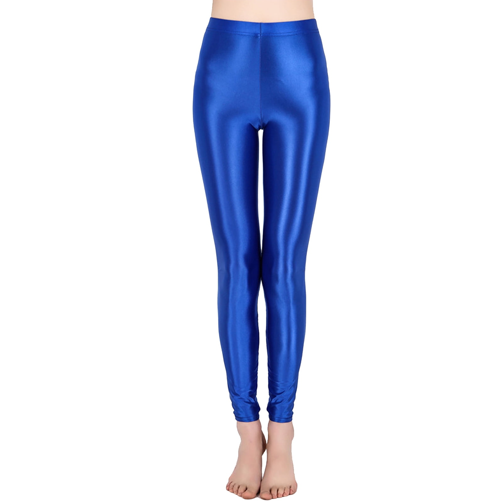 iEFiEL Womens Shiny Glossy High Waisted Yoga Pants Stretchy Workout ...